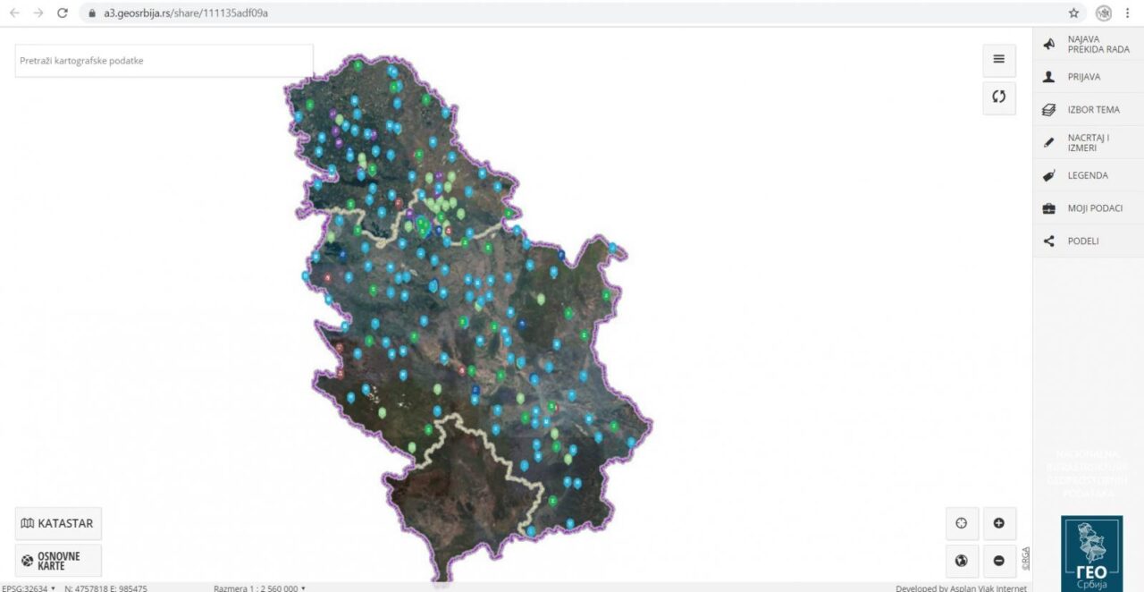 Мапе установа културе на геопорталу „Геосрбија“